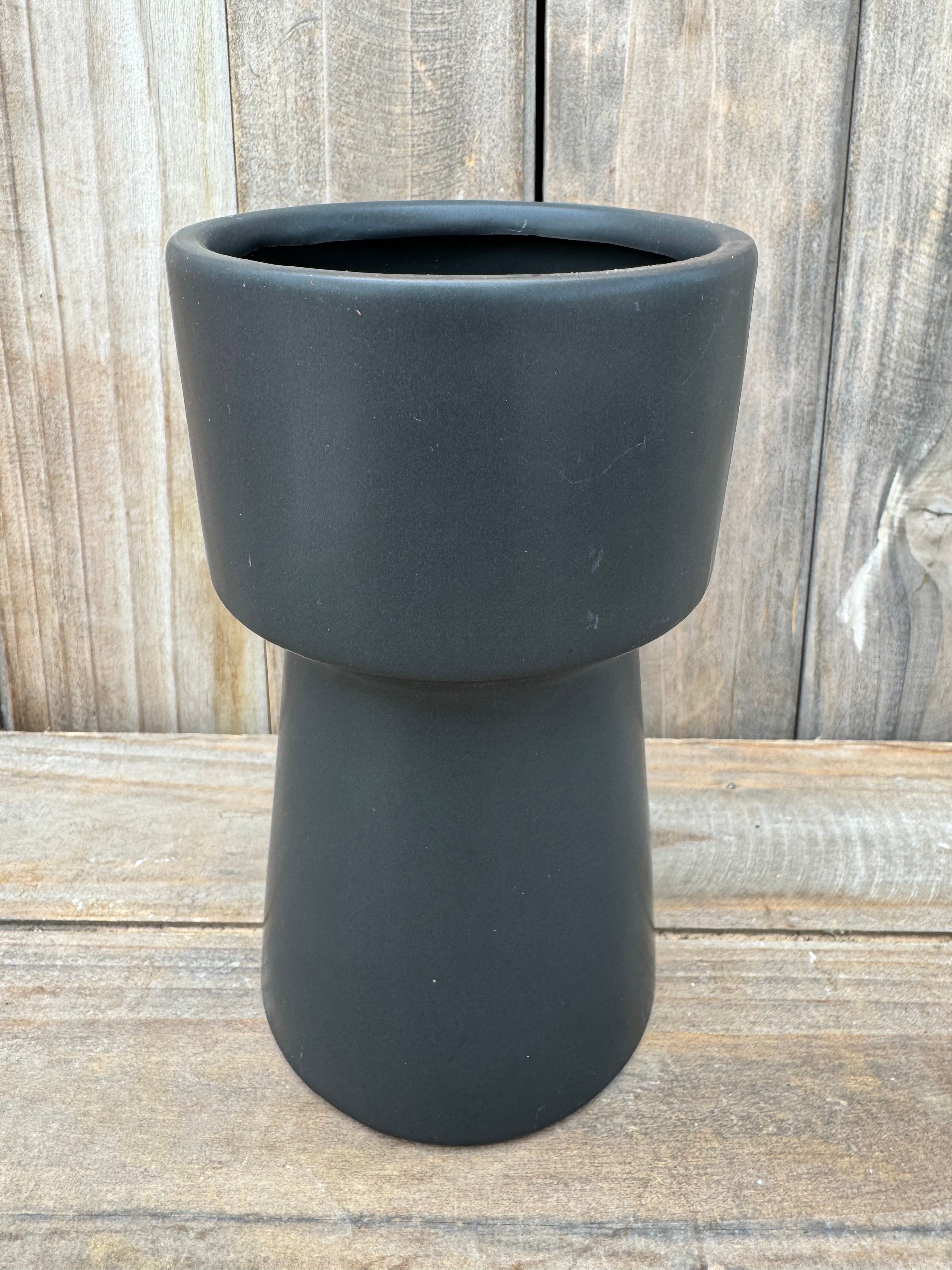 Black Chalice Shaped Ceramic Cache Pot – Springwater Garden Center